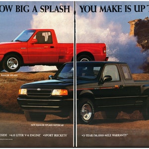 1994 Ford Ranger Splash Supercab Pickup Truck Original 2 Page Magazine ...