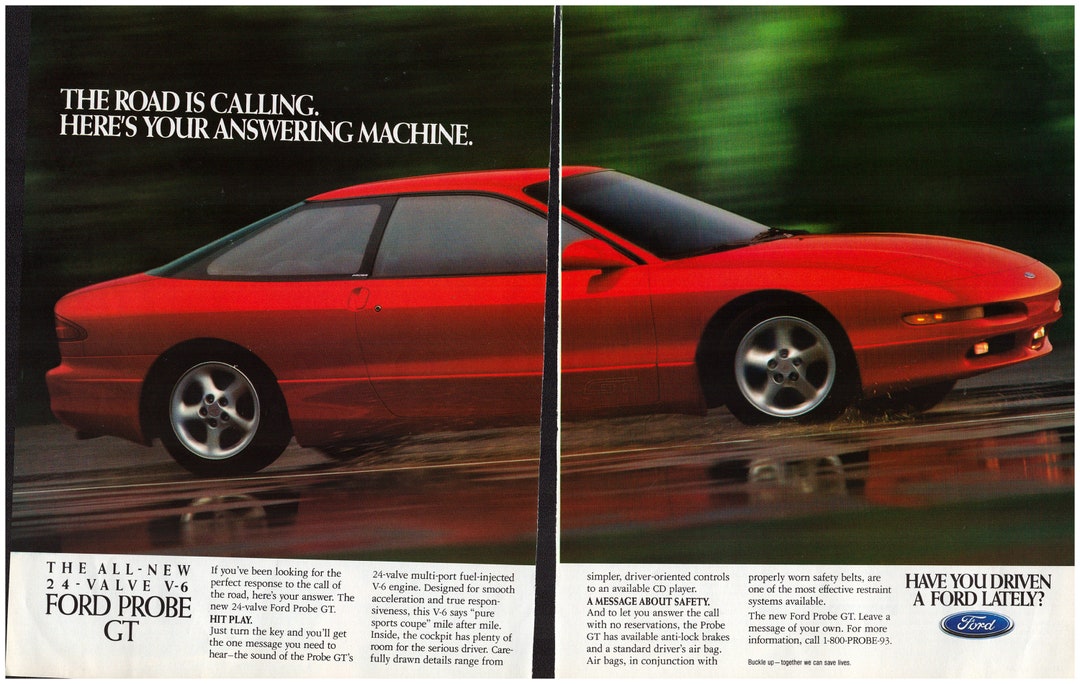 1993 Ford Probe GT Red 24 Valve V-6 Original 2 Page Magazine Ad - Etsy