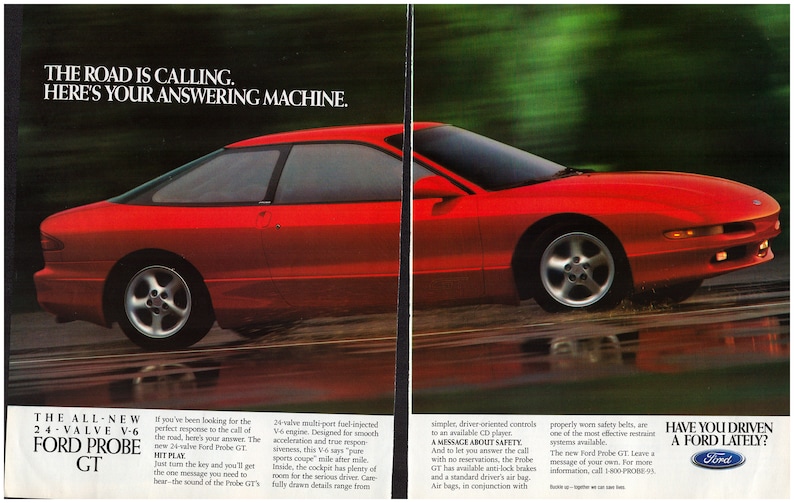 1993 Ford Probe GT Red 24 Valve V-6 Original 2 Page Magazine Ad - Etsy