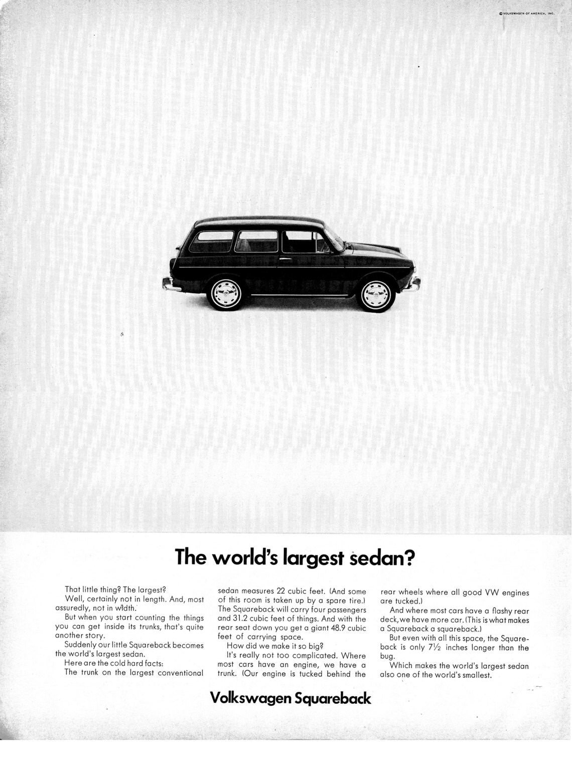 1968 VW Squareback-worlds Largest Sedan-original Magazine Ad - Etsy