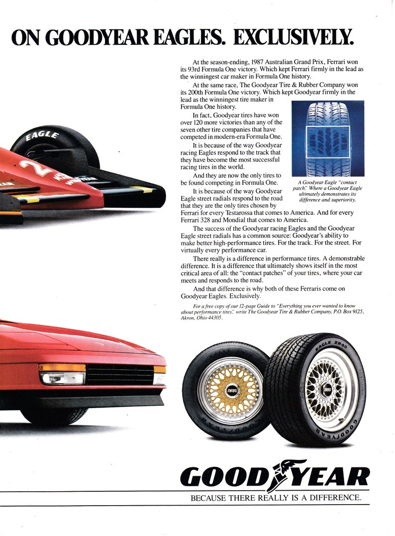 1988 Ferrari Formula One Car Testarossa Goodyear Original 2 - Etsy