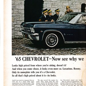1965 Chevrolet Impala Super Sport-danube Blue-original 2 Page Magazine ...