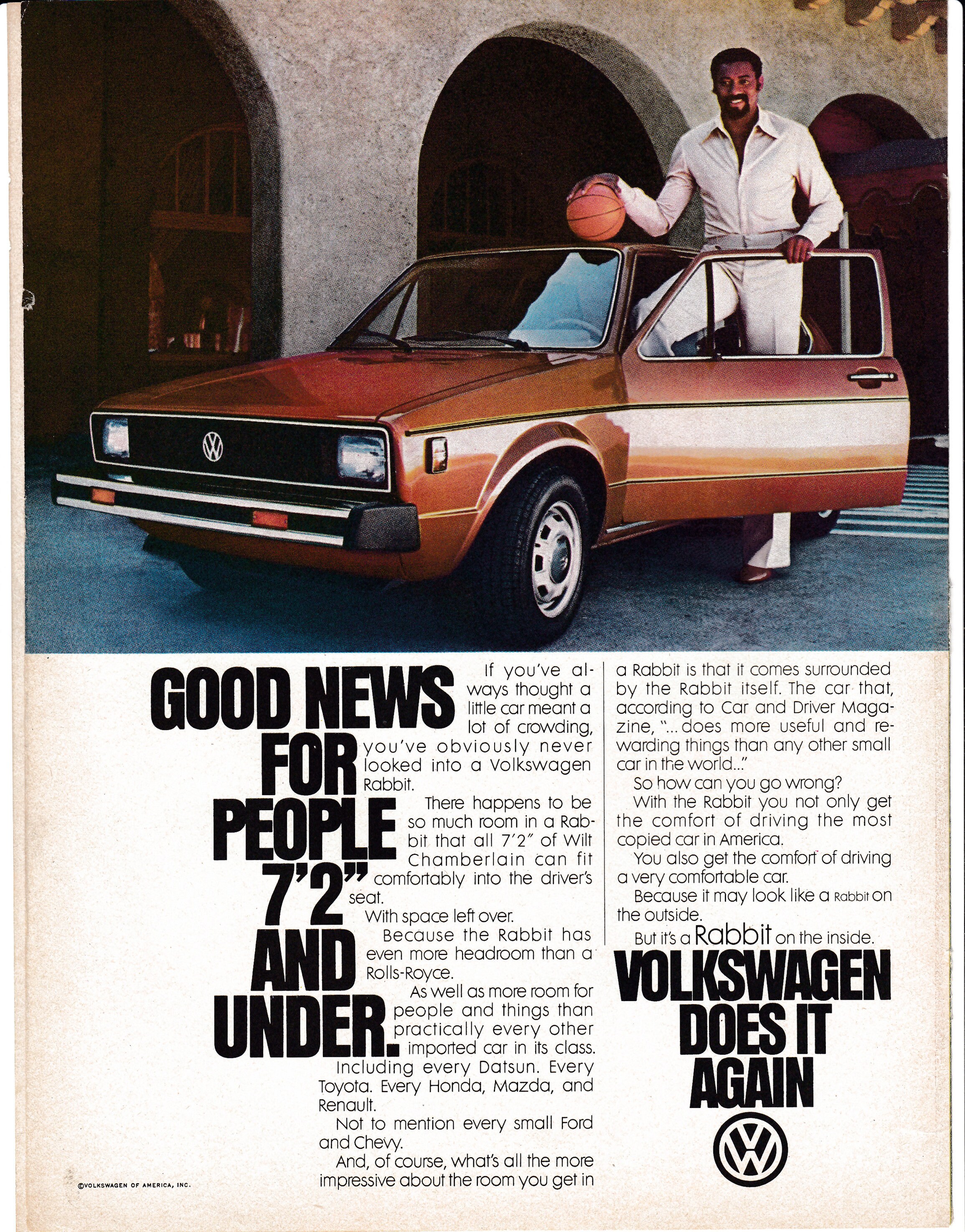 1979 VW Rabbit Wilt Chamberlain Volkswagen-original Magazine Ad - Etsy ...