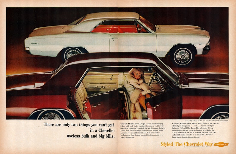 1966 Chevrolet Chevelle Malibu Sport Sedan Original 2 Page 13.5 * 10.5 ...