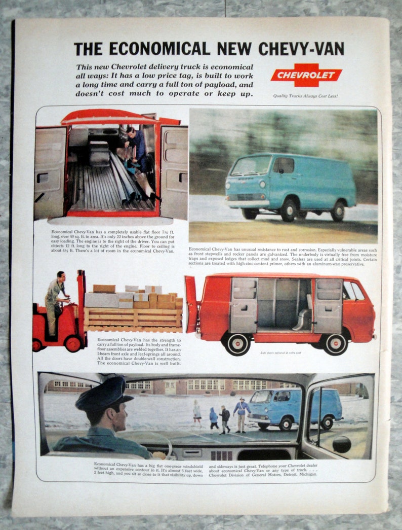 1964 Chevrolet Vans Chevy-van Original 13.5 10.5 Magazine Ad - Etsy