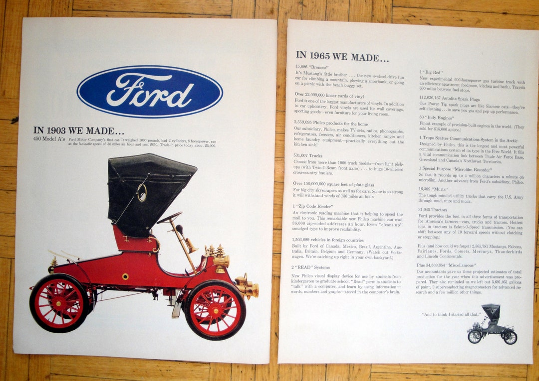 1966 Ford Featuring 1903 Model A 8 HP Original 2 Page 13.5 10.5 ...