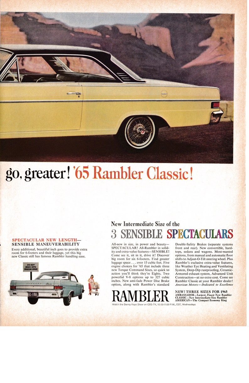 1965 Rambler Classic-poster Size Yellow Original 13.5 10.5 - Etsy