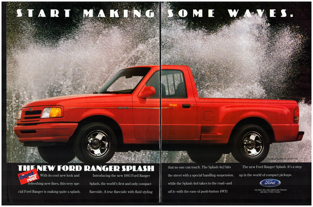 1993 Ford Ranger Splash Pickup Truck Make Waves Original 2 Page ...