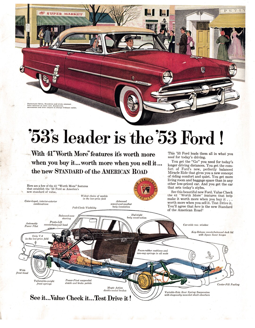 1953 Ford Crestline-cut-out View-2 Door Hardtop Original 13.5 * 10.5 ...
