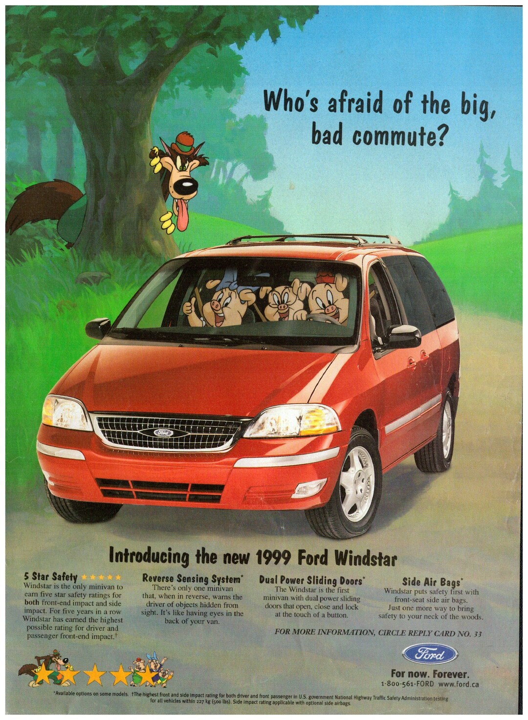 1999 Ford Windstar 3 Little Pigs Big Bad Wolf Original Magazine Ad - Etsy