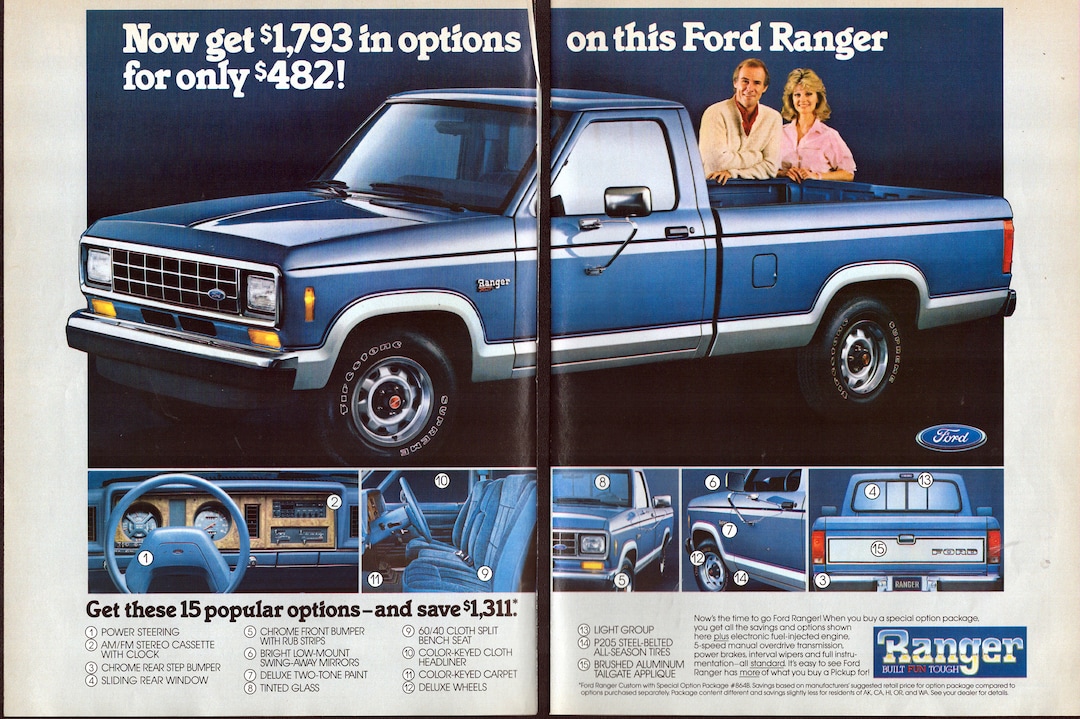 1987 Ford Ranger Pickup Truck Original 2 Page Magazine Ad - Etsy