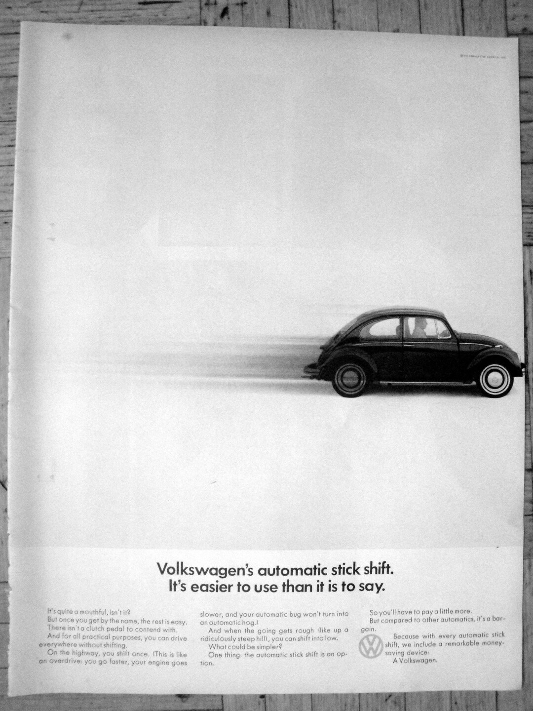 1968 VW Beetle-auto Stick Shift-easy-volkswagen-original 13.5 * 10.5 ...