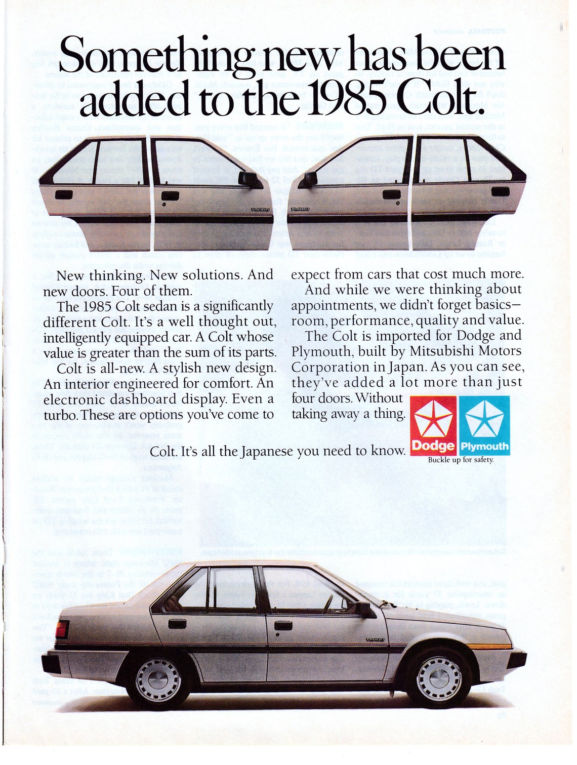 1985 Dodge Colt Sedan-built by Mitsubishi Motors-original | Etsy