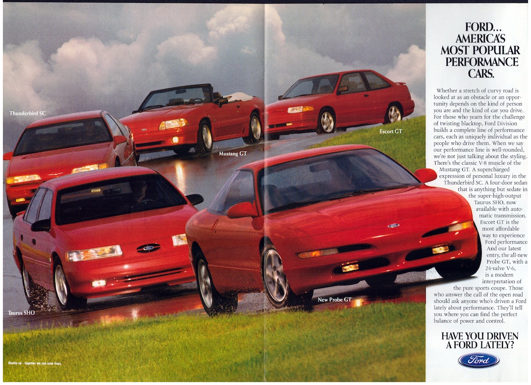 1993 Ford Probe Mustang GT High Performance Original 2 Page Magazine Ad ...
