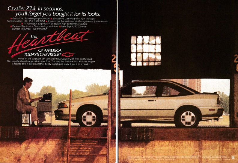 1989 Chevrolet Cavalier Z24 Sports Coupe 2.8 Liter-original 2 - Etsy