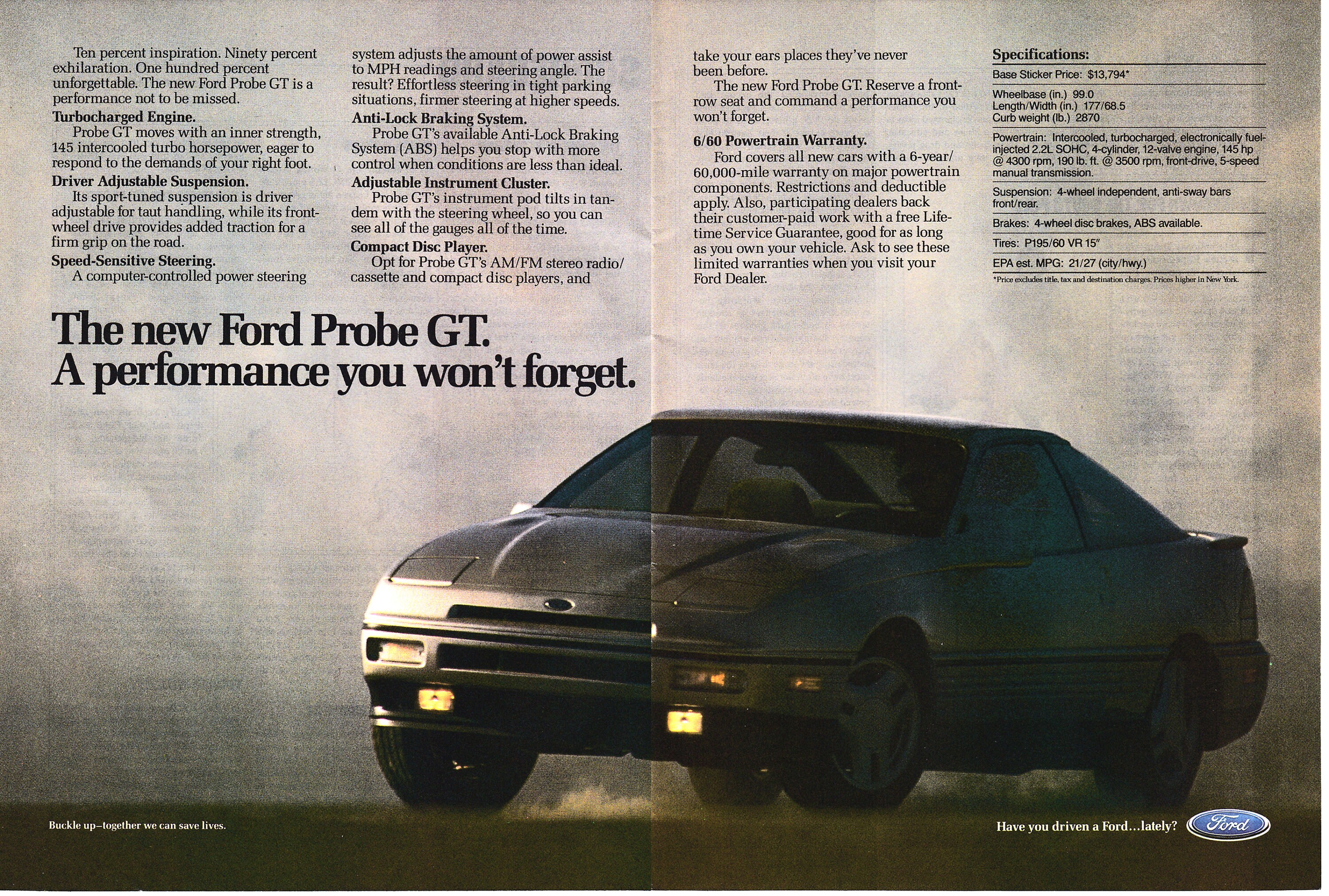1988 Ford Probe GT Original 2 Page Magazine Ad-performance You - Etsy ...