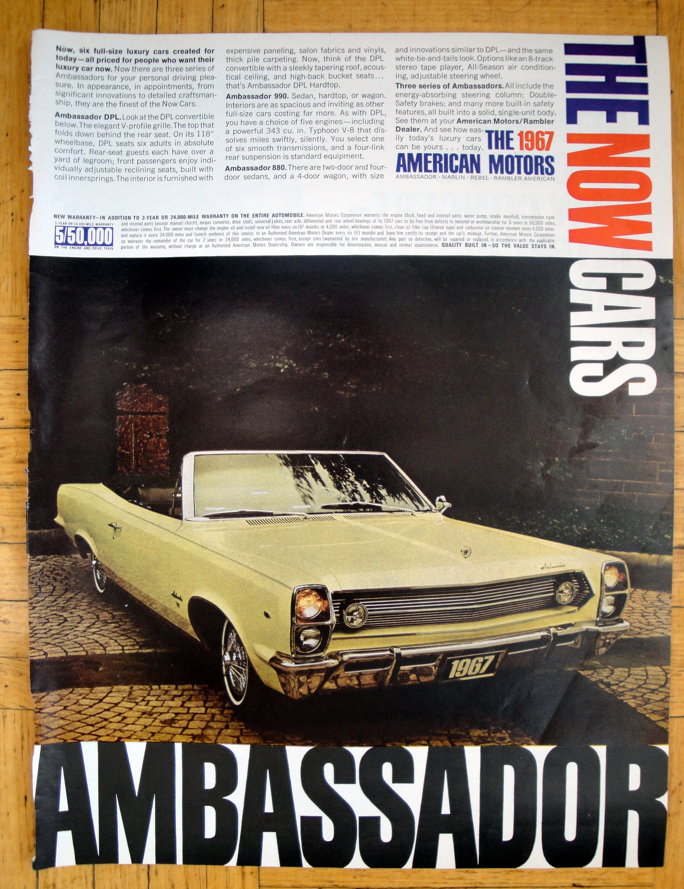 1967 AMC Ambassador-convertible-yellow 5/50000-original 13.5 - Etsy