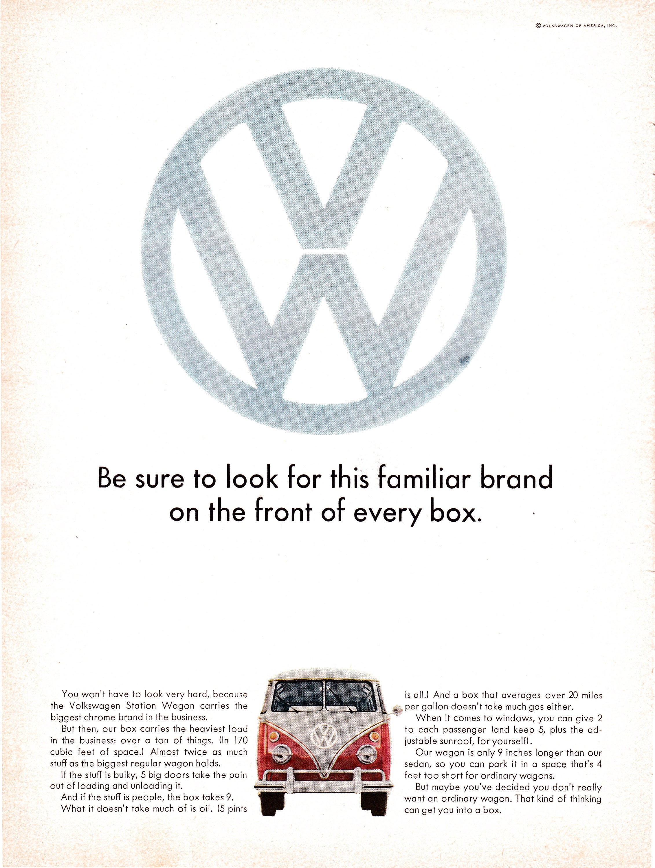 1965 VW Station Wagon Microbus Front View Volkswagen Original 13.5 10.5 ...