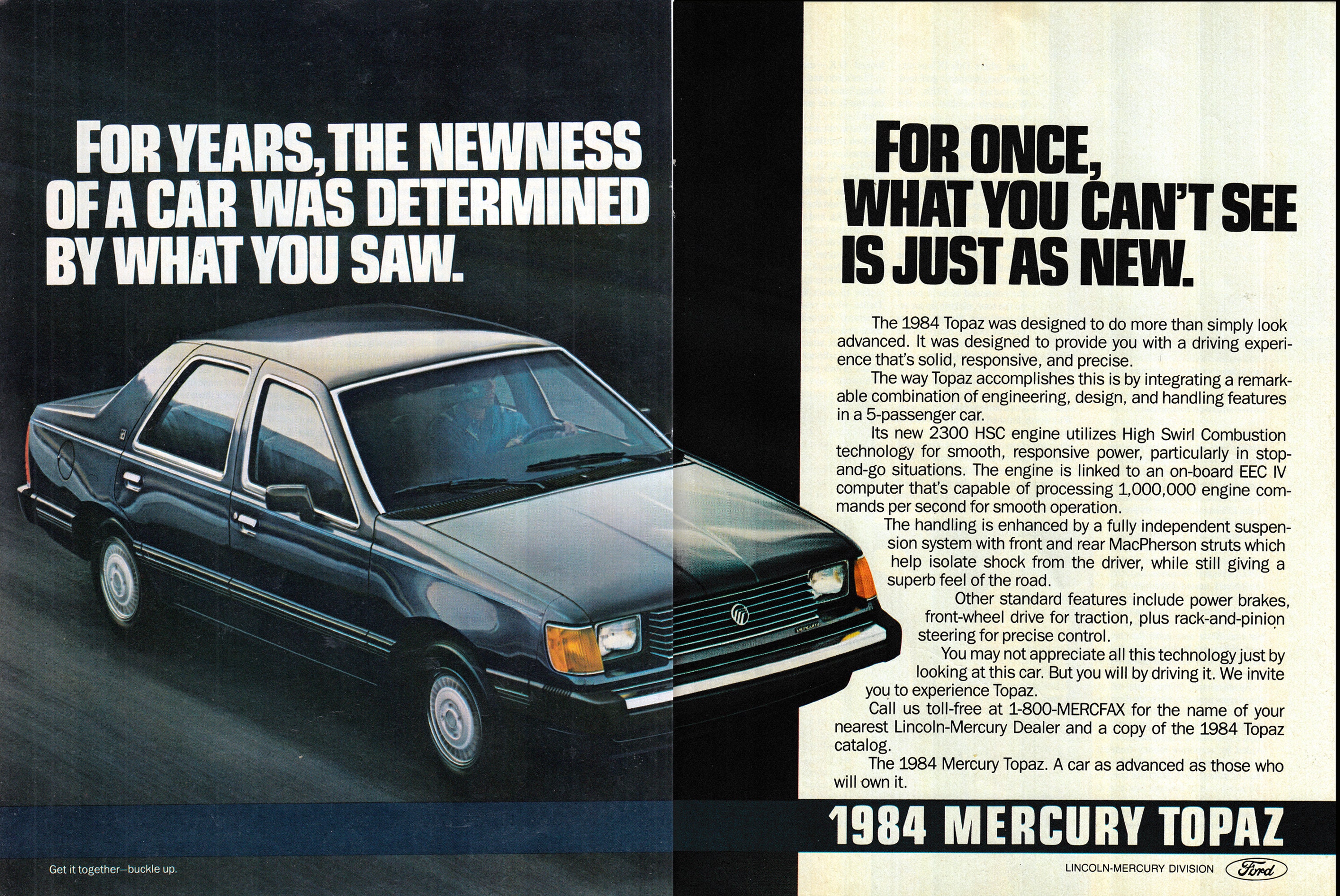 1984 Mercury Topaz-2300 HSC Engine-5 Passenger Auto-original 2 - Etsy ...