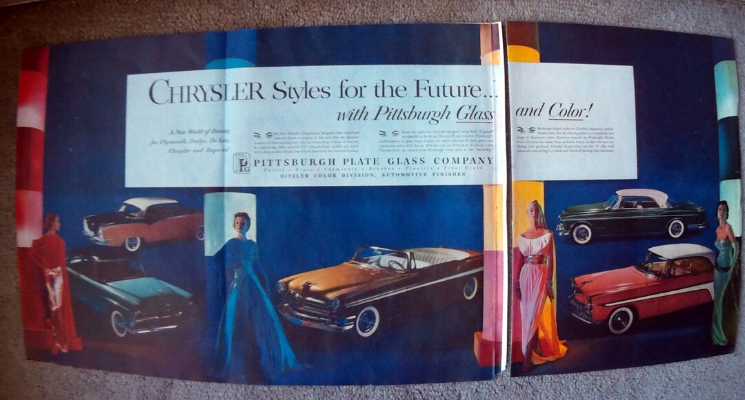 1955 Chrysler Line-styles of the Future-original 3 Page 13.5 * 10.5 ...