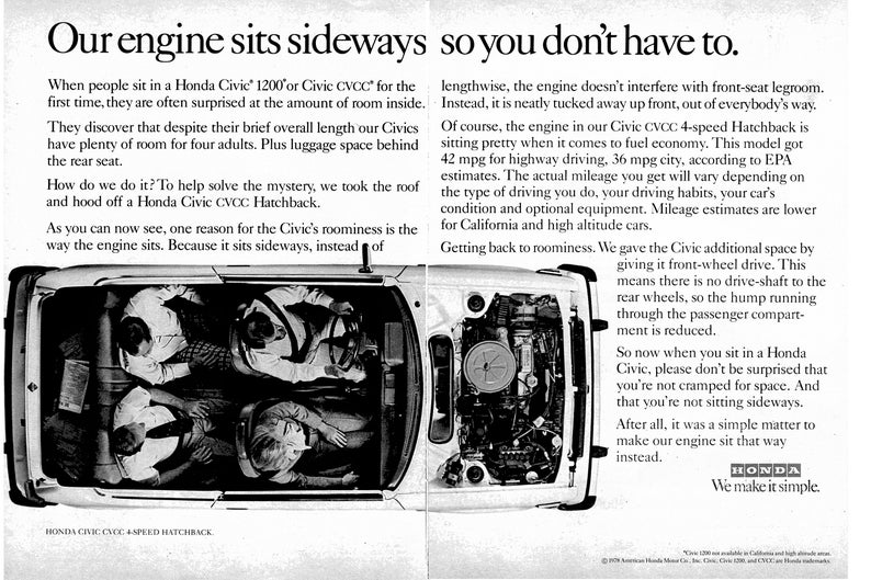 1978 Honda Civic CVCC Hatchback Cutaway Sideways Engine - Etsy