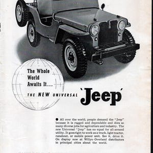 1946 Jeep Universal New the World Awaits for It Original Magazine Ad - Etsy