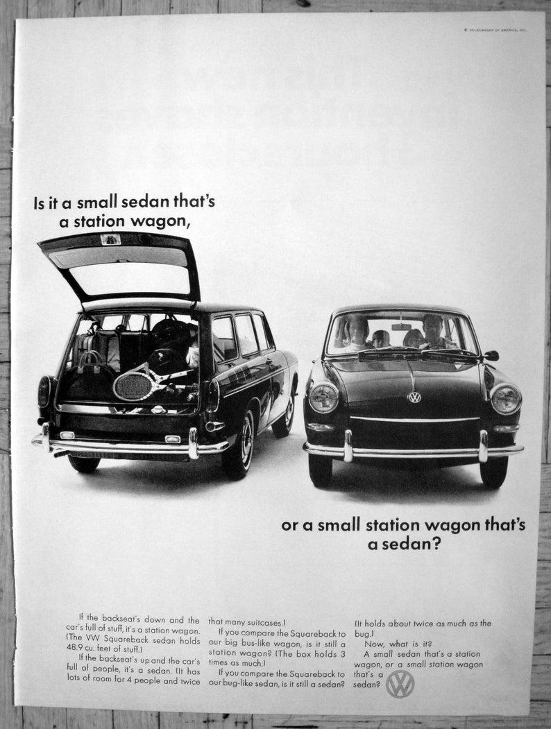 1967 VW Squareback Sedan Station Wagon Volkswagen Original 13.5 10.5 ...