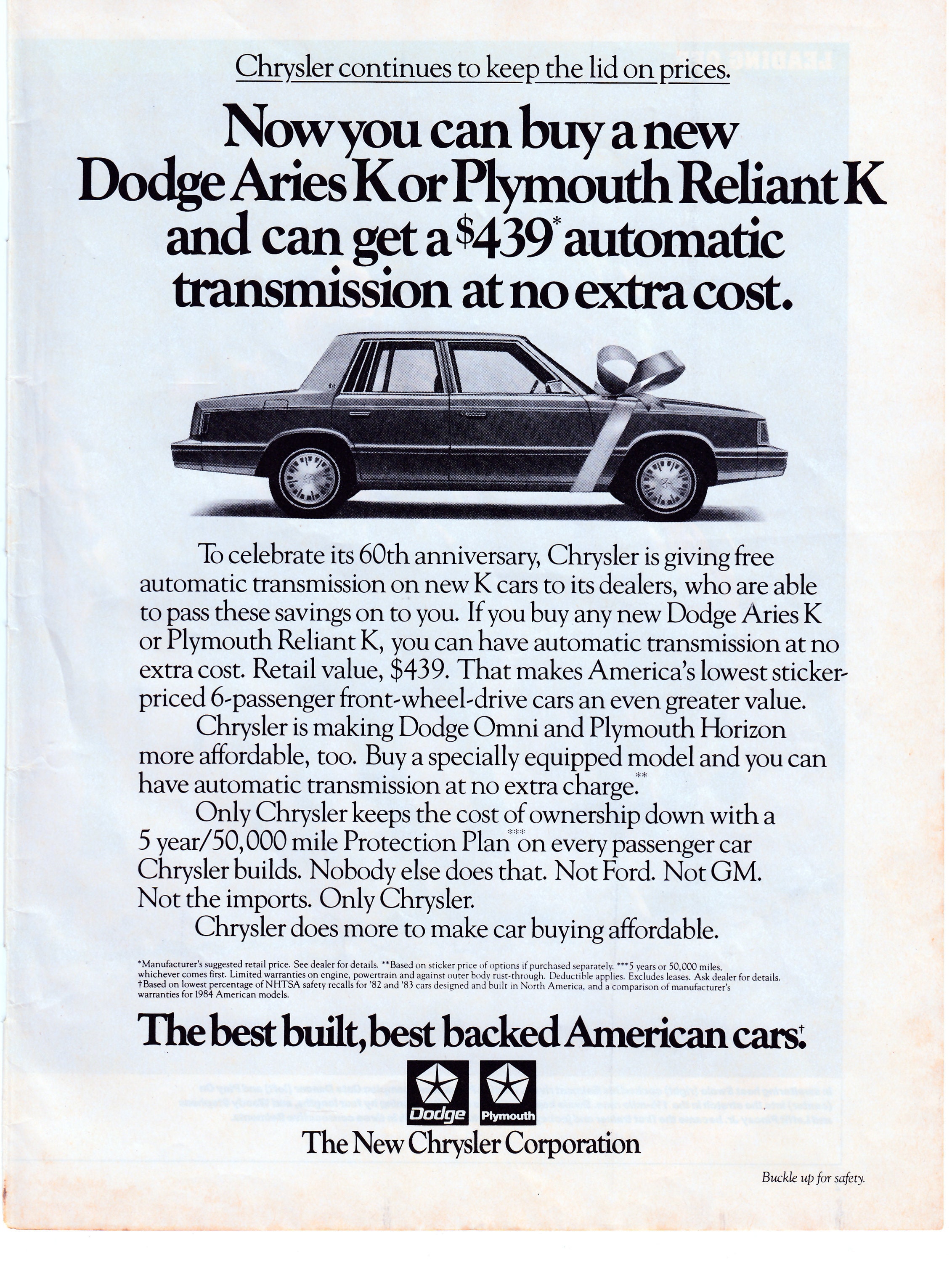 1984 Chrysler Aries K or Reliant K-Free Auto | Etsy