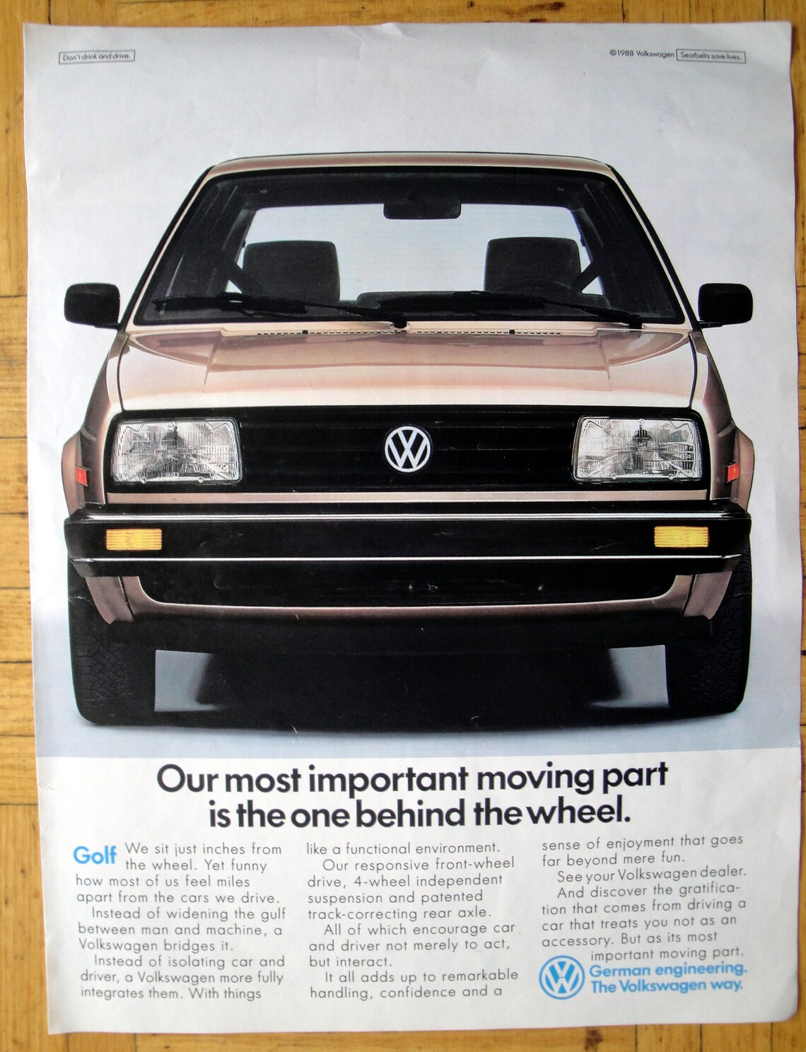 1988 VW Golf Volkswagen Front End Close up View original 13 - Etsy