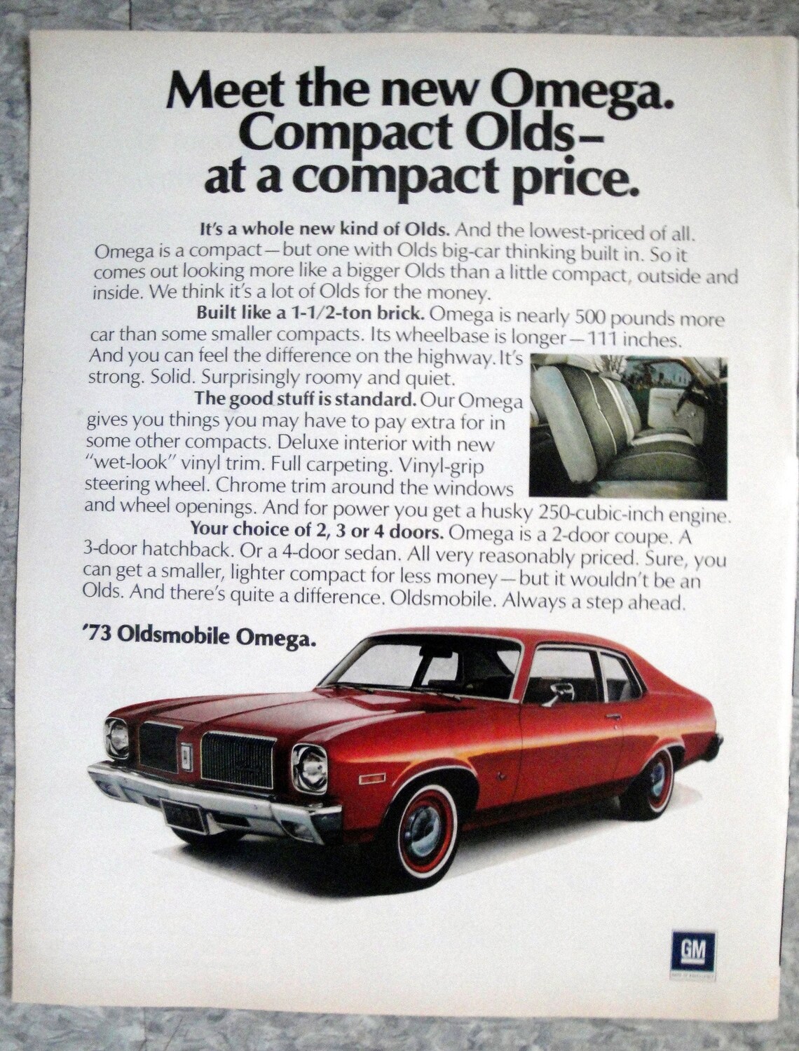 1973 Oldsmobile Omega 250 Ci Engine Red Original 13.5 10.5 | Etsy