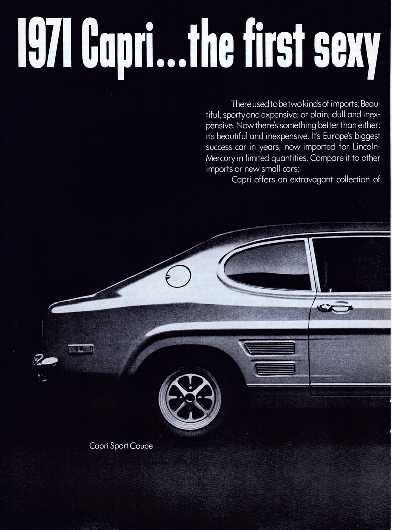 1971 Mercury Capri Sports Coup-1st Sexy European Original 2 - Etsy Canada
