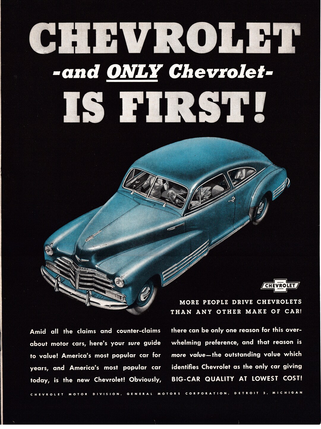 1948 Chevrolet Fleetline-looks Chopped-2 Door-original 13.5 * 10.5 ...