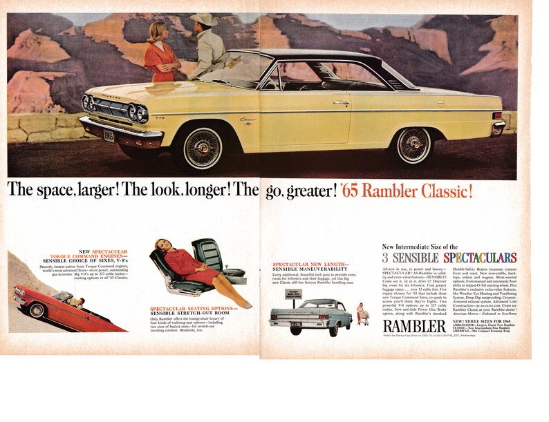 1965 Rambler Classic-Poster Size Yellow Original 13.5 10.5 | Etsy