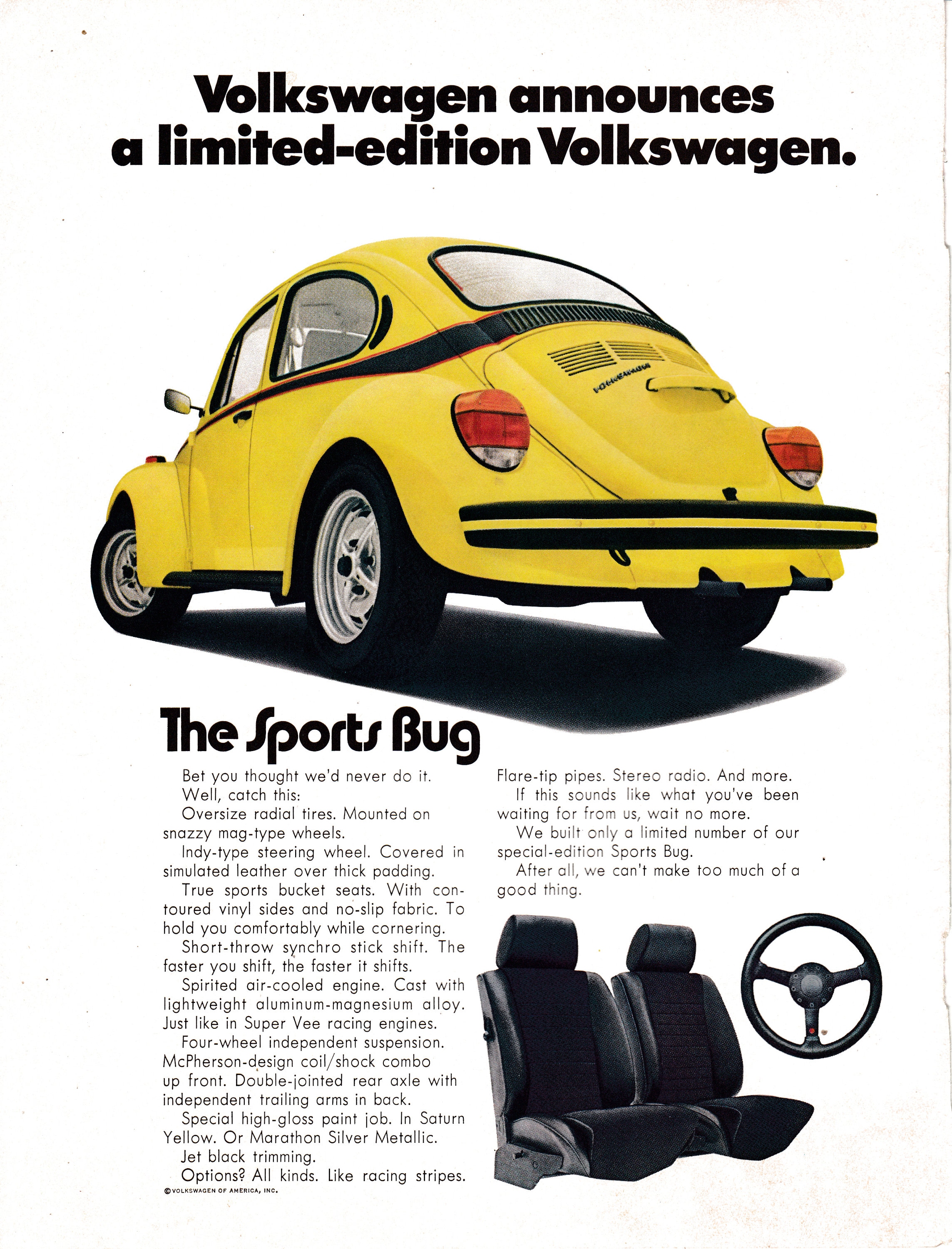 1973 VW Sports Bug Beetle Limited Edition-volkswagen-original Magazine ...