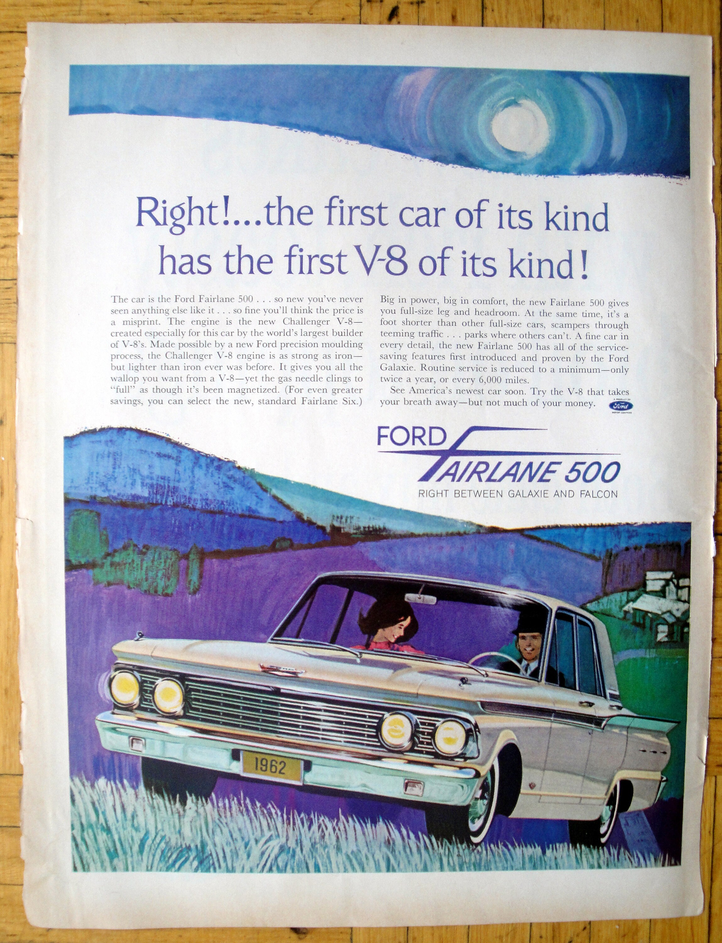 1962 Ford Fairlane 500 V-8-white 4 Door Sedan-original 13.5 - Etsy