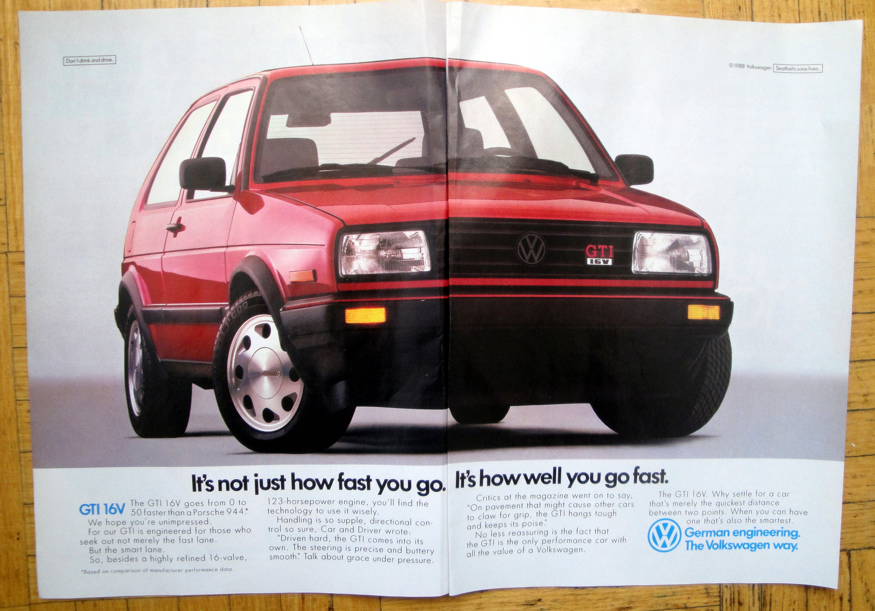 1988 VW GTI 16 V-how Fast You Go-how Well You Go Fast-original - Etsy