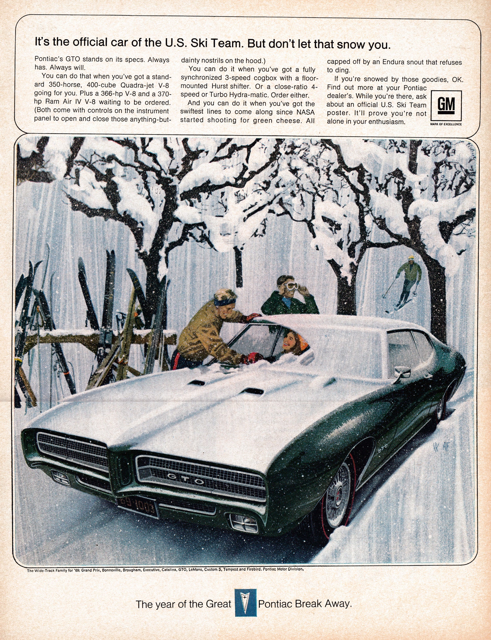 1969 Pontiac GTO 370 HP Ram Air V-8-US Ski Team-original 13.5 10.5 ...