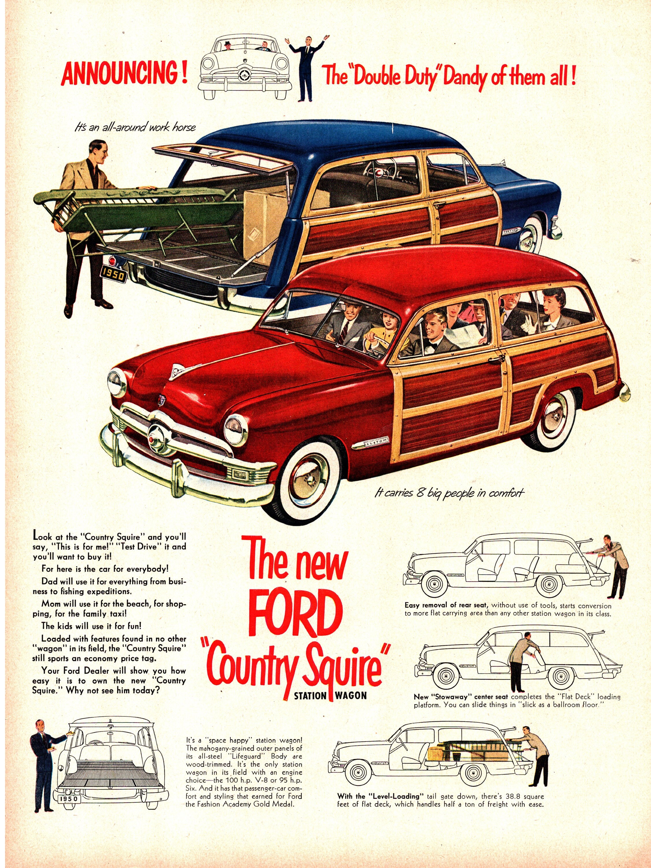 1950 Ford Country Squire Station Wagon Original 13.5 10.5 - Etsy