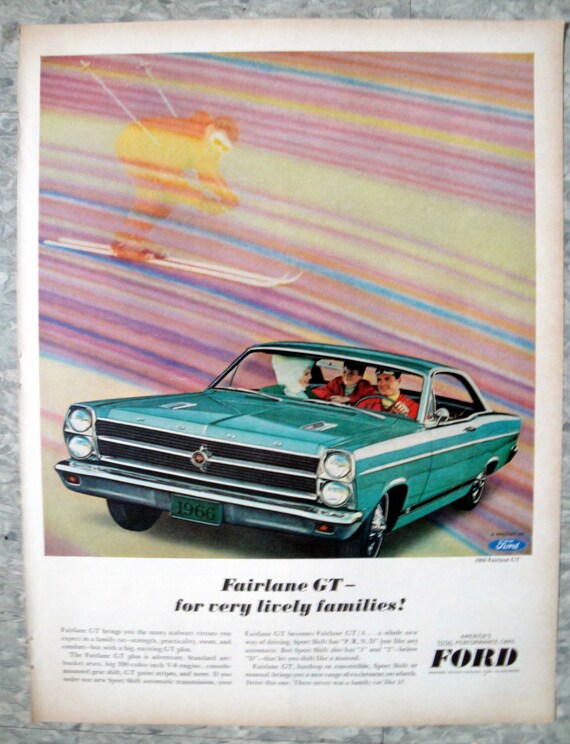 1966 Ford Fairlane GT 390 Ci V-8 Blue Original 13.5 10.5 | Etsy