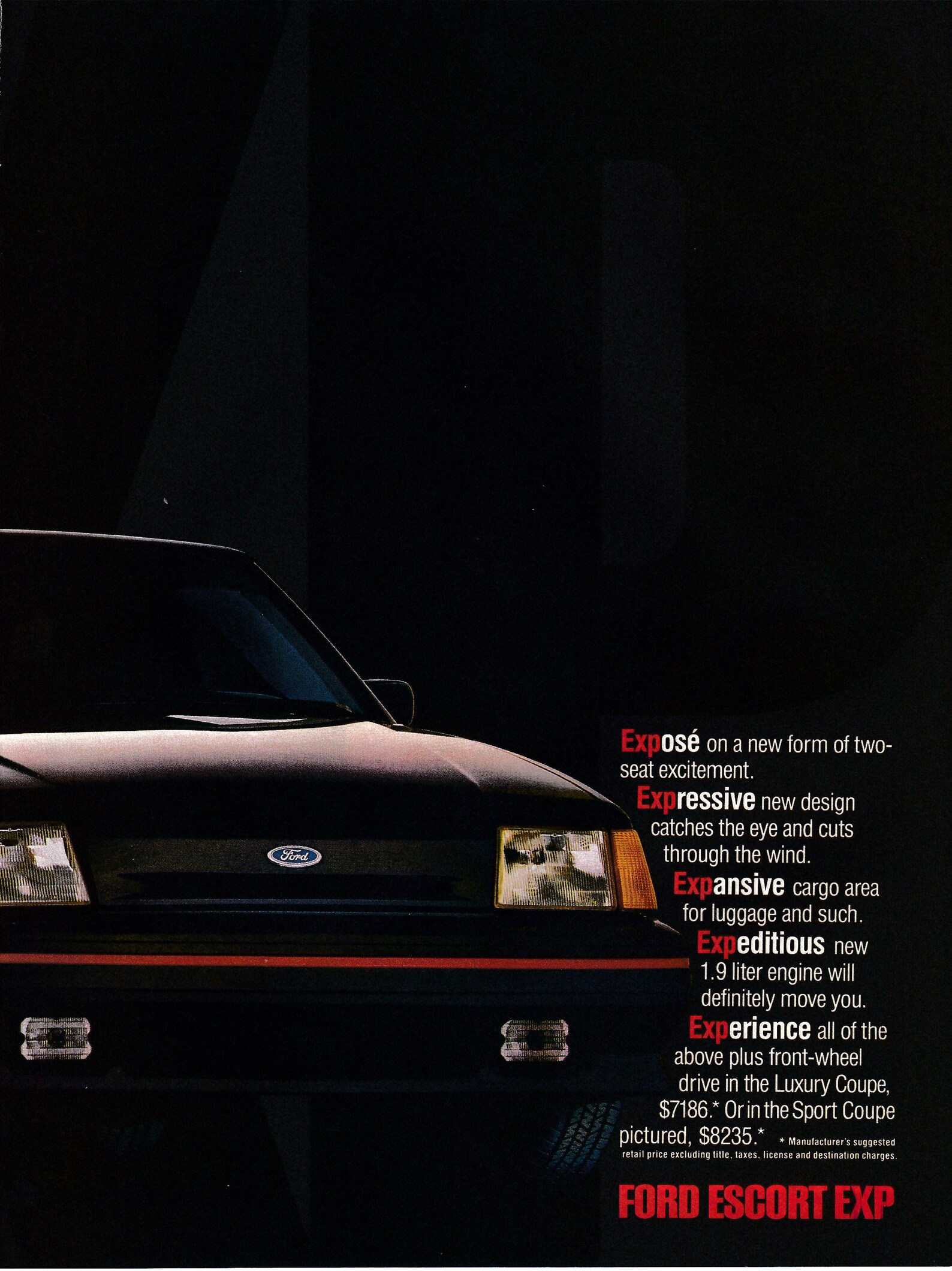 1986 Ford Escort EXP Sport Coupe 1.9 Liter Engine Original 2 - Etsy Canada