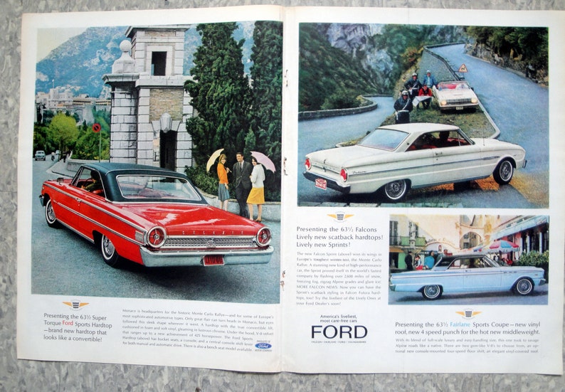 1963 Ford Falcon Fairlane Original 2 Page 2 Sided 13.5 10.5 | Etsy