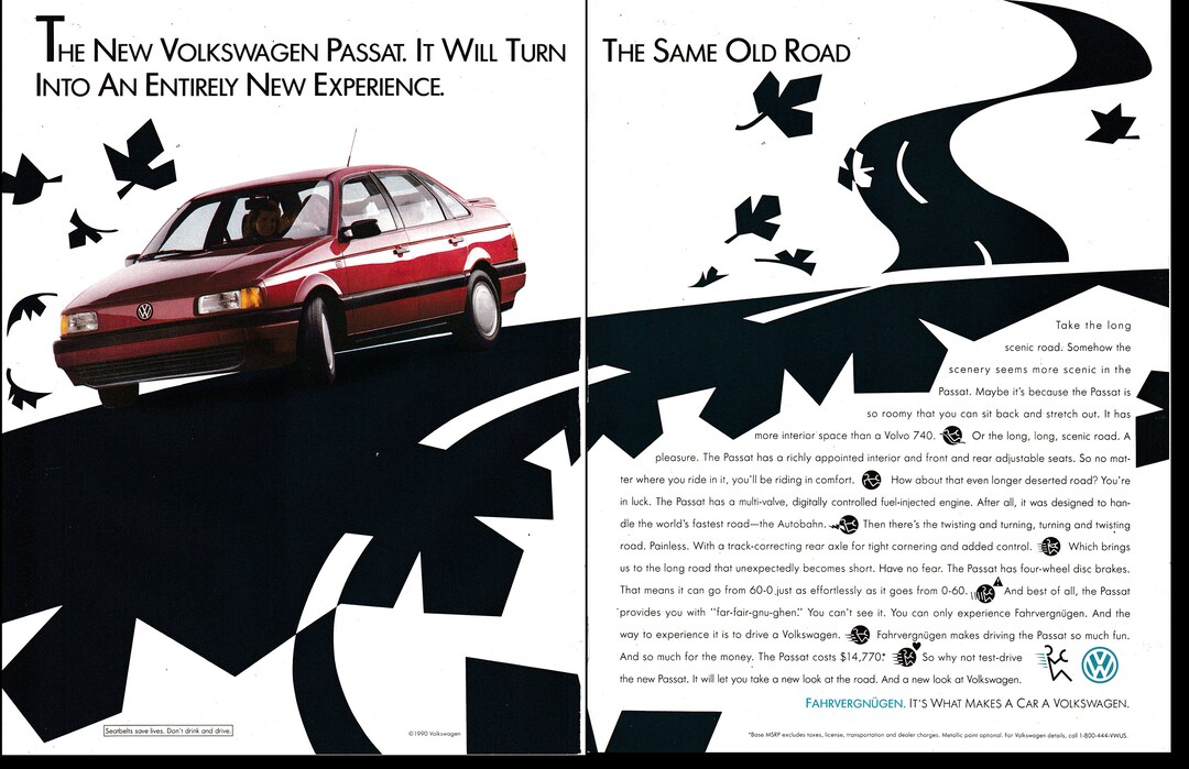 1990 VW Passat Same Road New Experience Volkswagen Original 2 Page ...