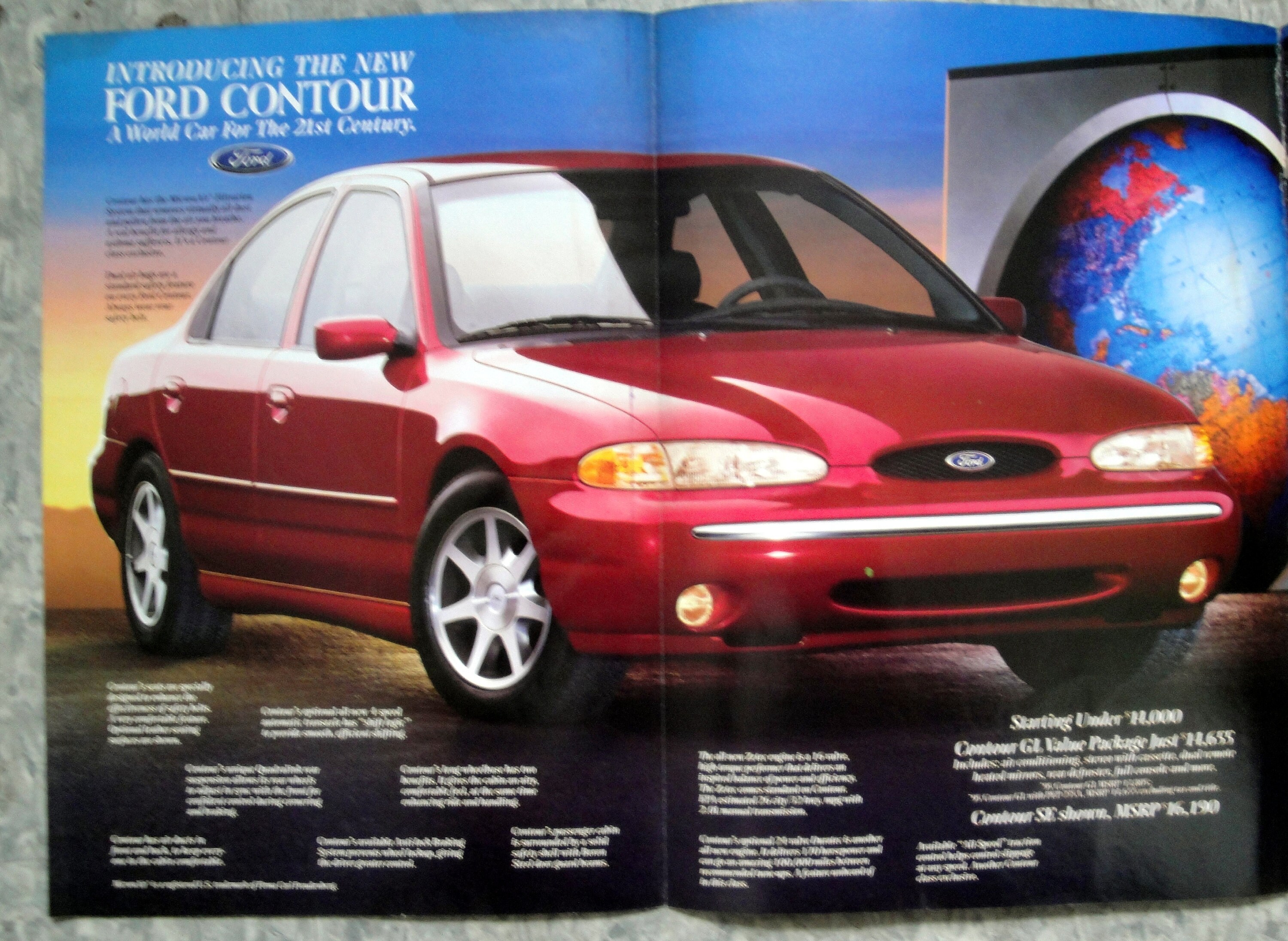 1995 Ford Contour SE Introduction 4 Door Sedan Original 3 Page Magazine ...