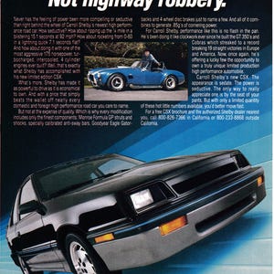 1987 Shelby CSX Dodge 175 Hp 0-60 7.1 Seconds Original Magazine Ad - Etsy