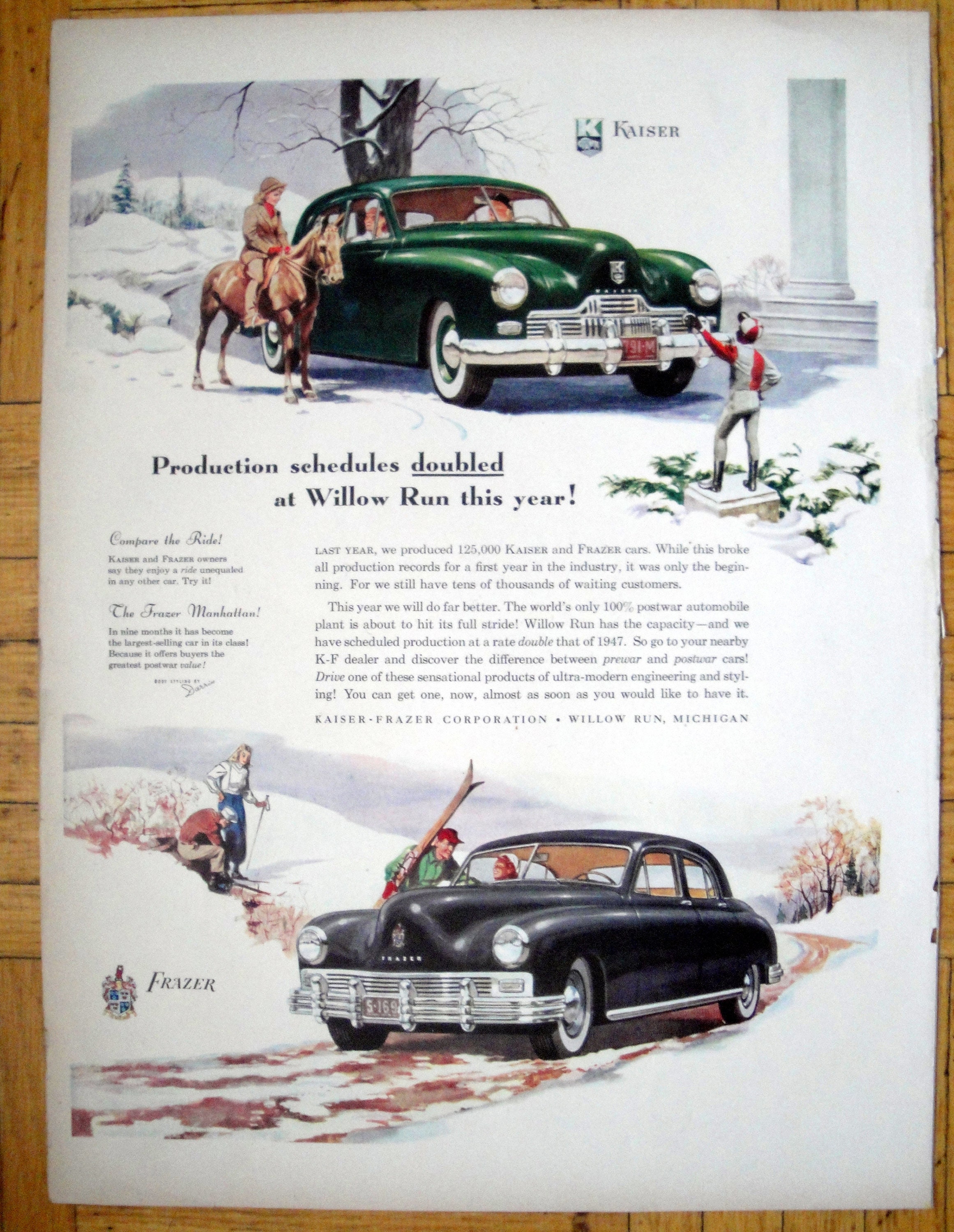 1948 Kaiser-frazier Manhattan Willow Run Michigan Original | Etsy
