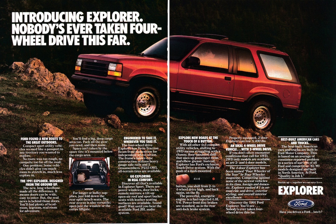 1990 Ford Explorer Introduction 4 Wheel Drive Original 2 Page Magazine ...