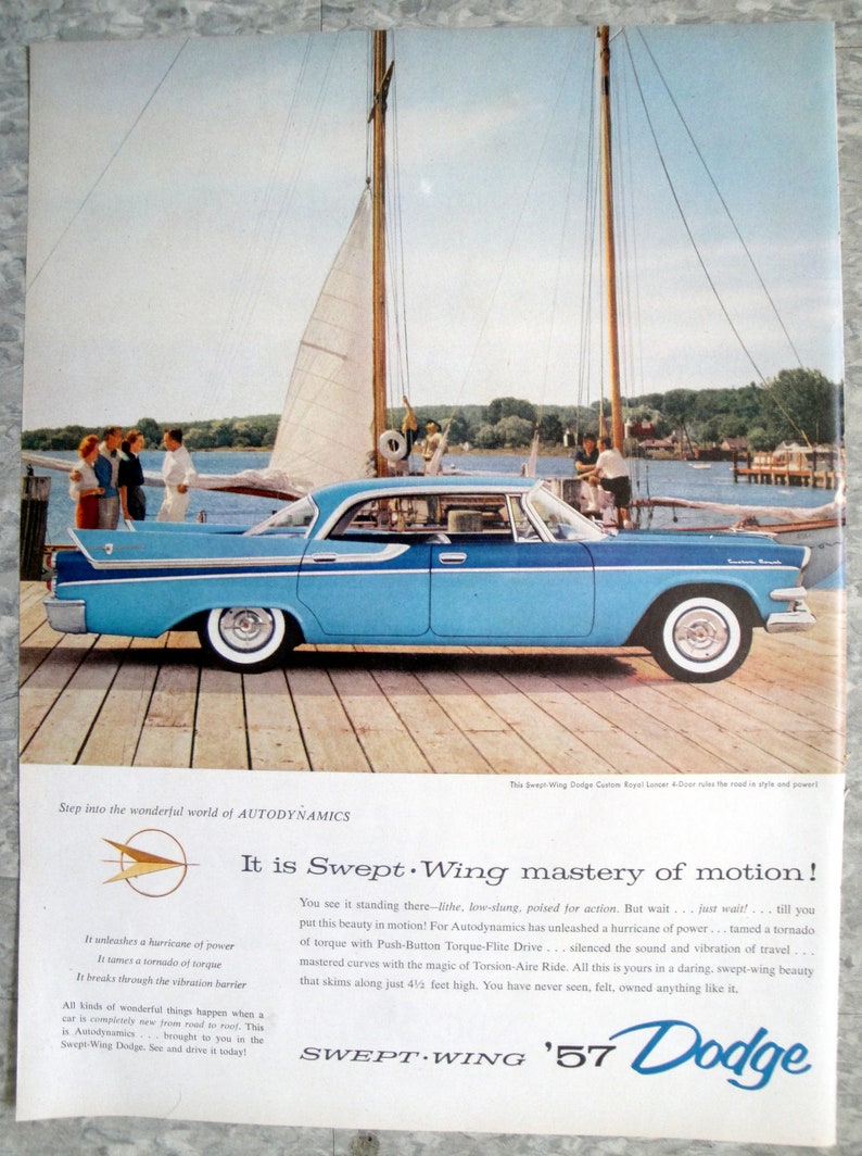 1957 Dodge Custom Royal Lancer Blue on Blue Original 13.5 | Etsy