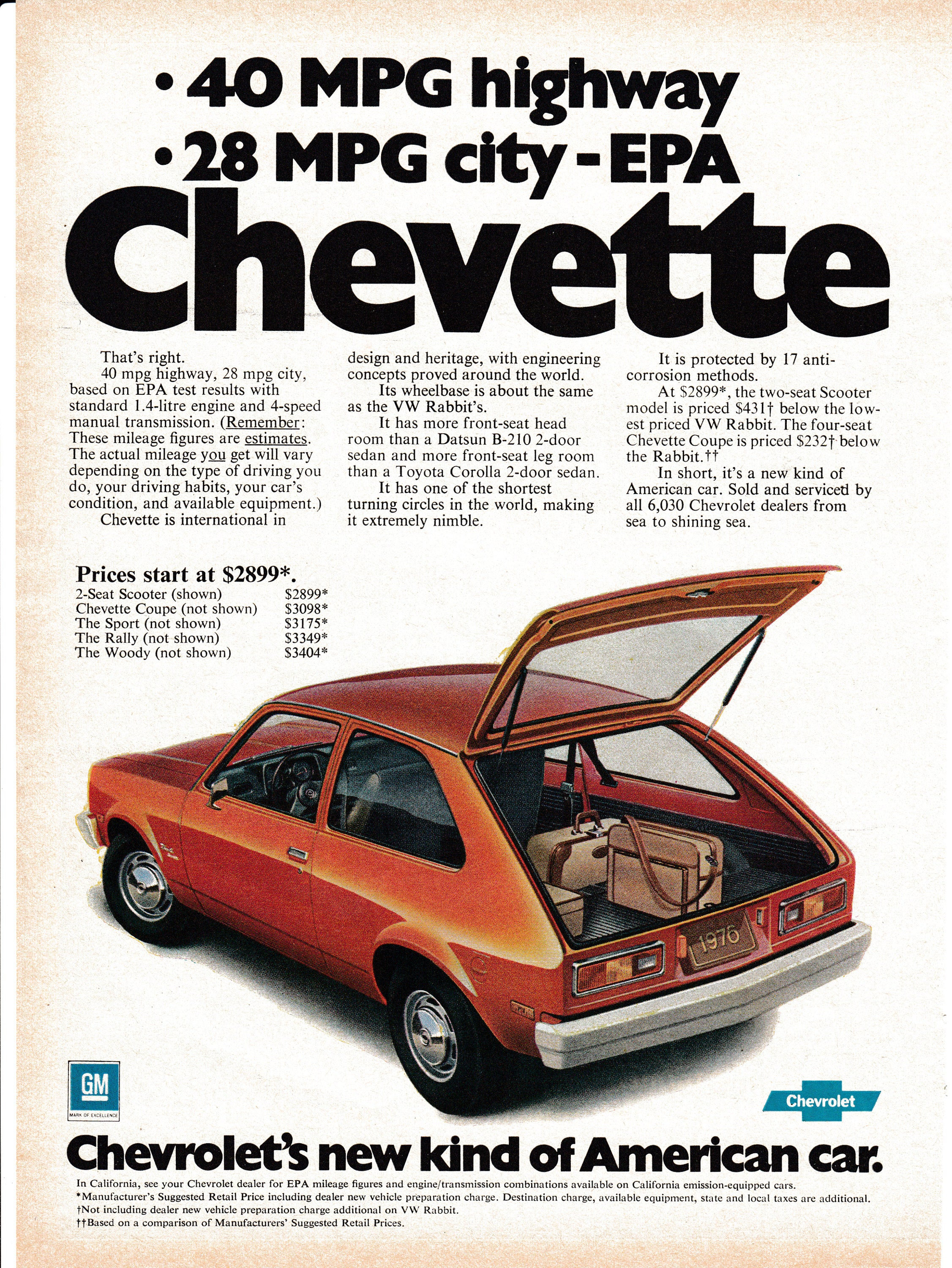 1975 Chevrolet Chevette-cost 2,899-new American Automobile-original ...