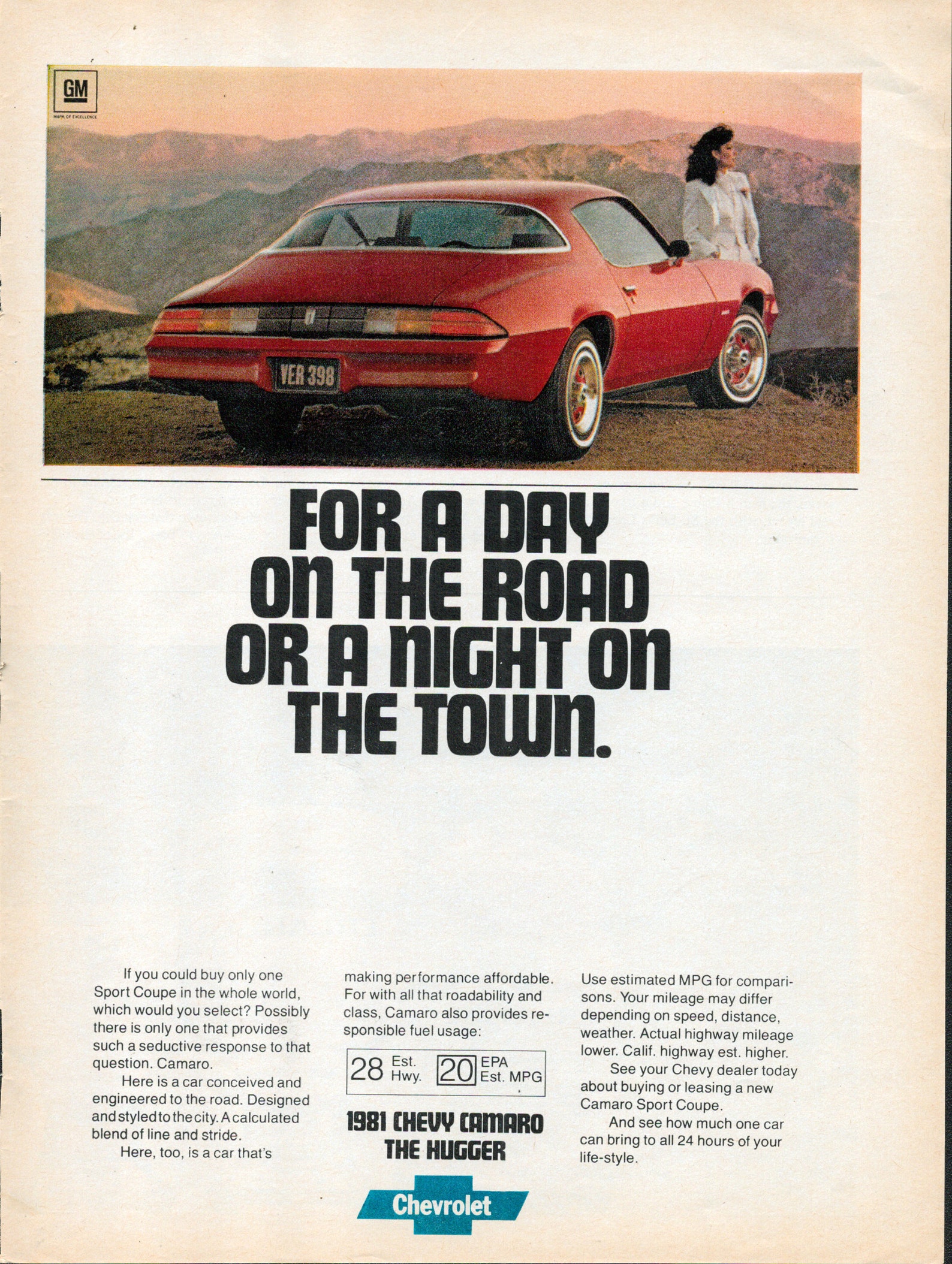 1981 Chevrolet Camaro Super Sport Hugger-original Magazine Ad - Etsy