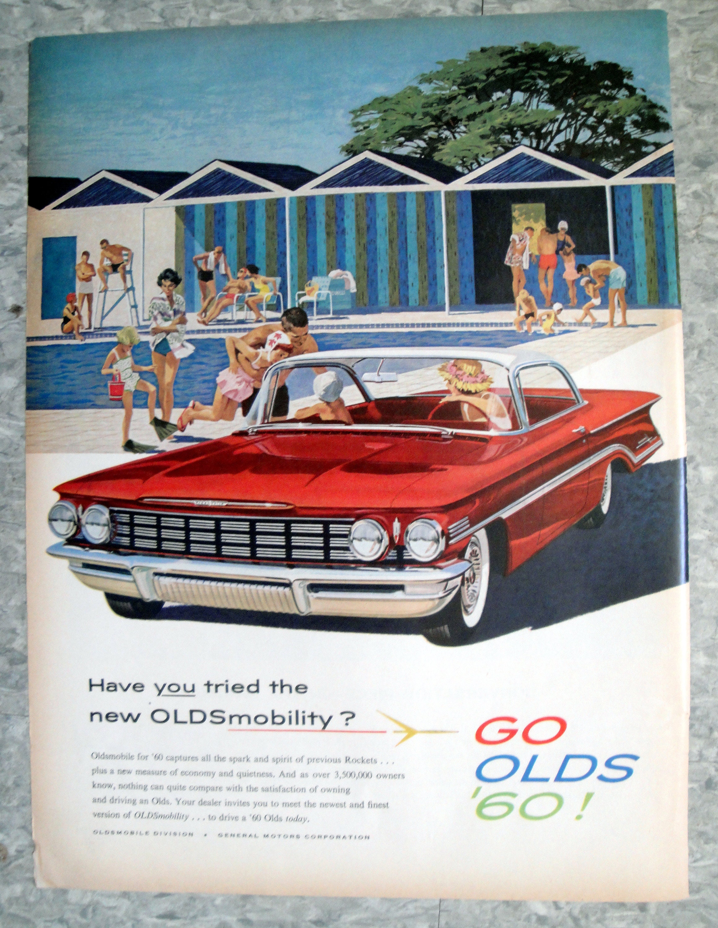 1960 Oldsmobile 88 Red 2 Door Sedan Poolside Original 13.5 - Etsy
